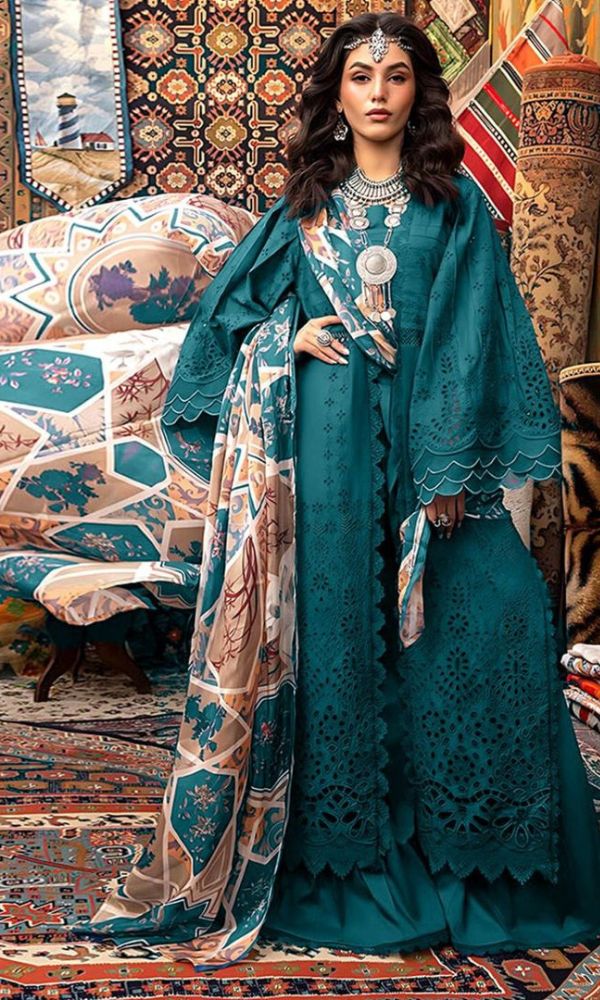 Lawn 3pc unstitched chiken kari heavy embroidered suit – Khaadi Studio